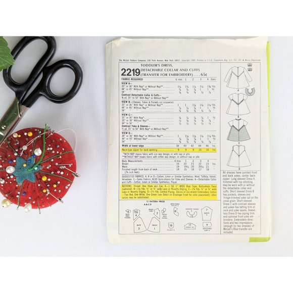 McCall's | Art | 969 Toddlers Dress Sewing Pattern Uncut Detachable ...